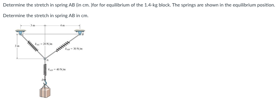 Solved Determine the stretch in spring AB (in cm . ) ﻿for | Chegg.com