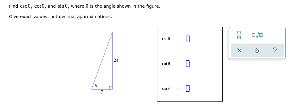 Solved Find csc, cot, and sine, where is the angle shown in | Chegg.com