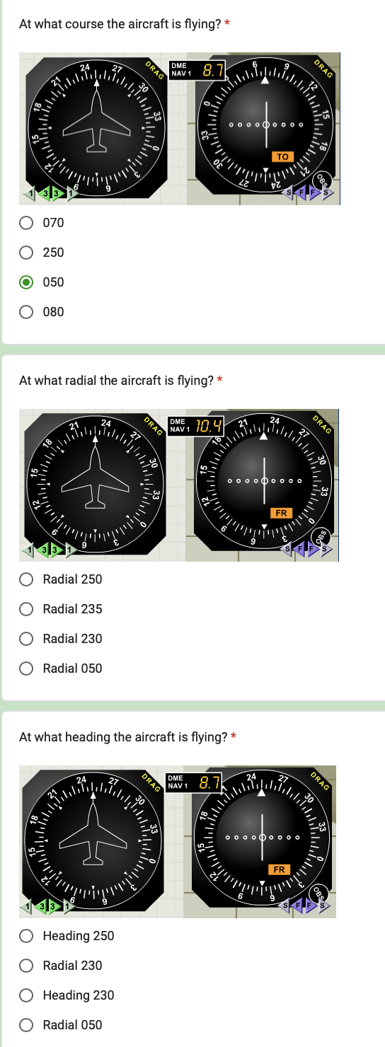 Solved At what course the aircraft is flying? * 070 250 050 | Chegg.com