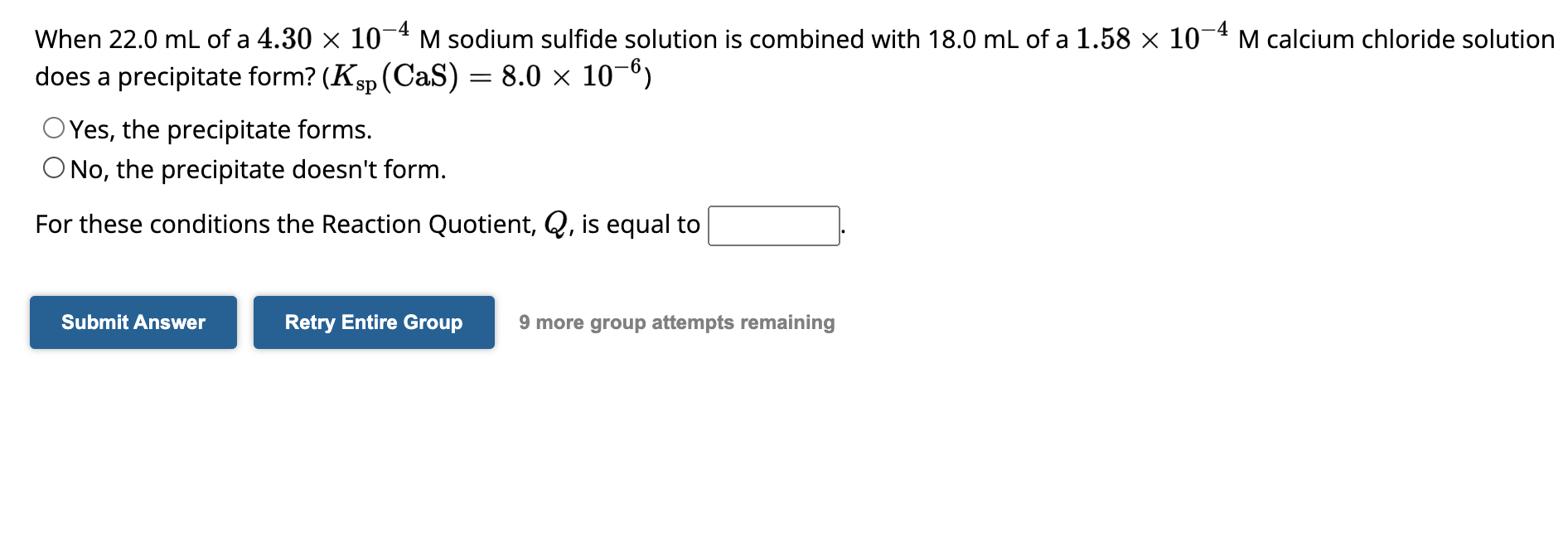 Solved When 22.0mL ﻿of a 4.30×10-4M ﻿sodium sulfide solution | Chegg.com