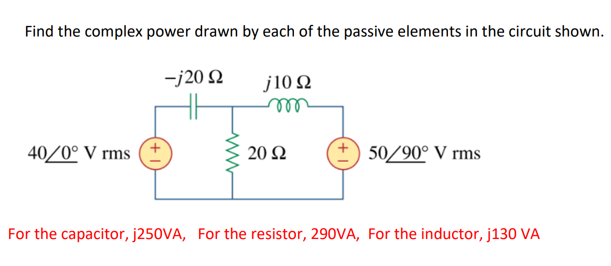 Solved Find the complex power drawn by each of the passive | Chegg.com