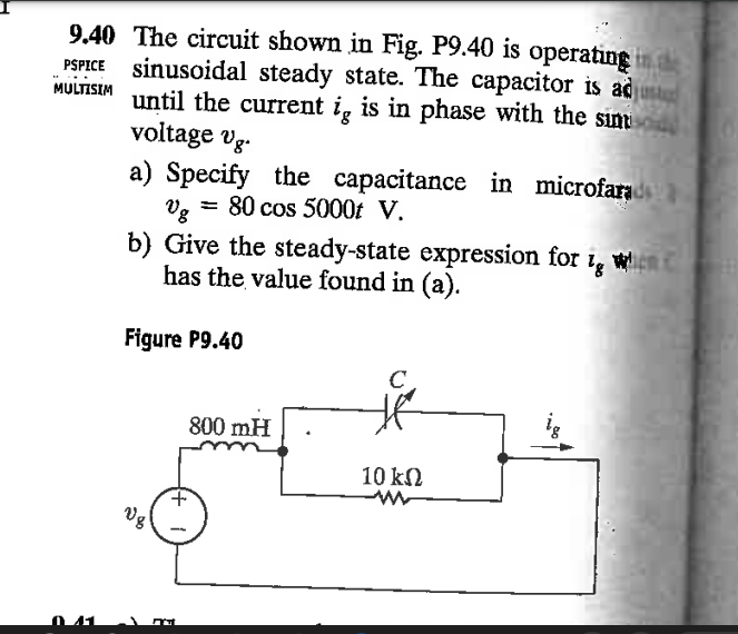 [Solved]: 9.40 The circuit shown in Fig. P9.40 is operativ