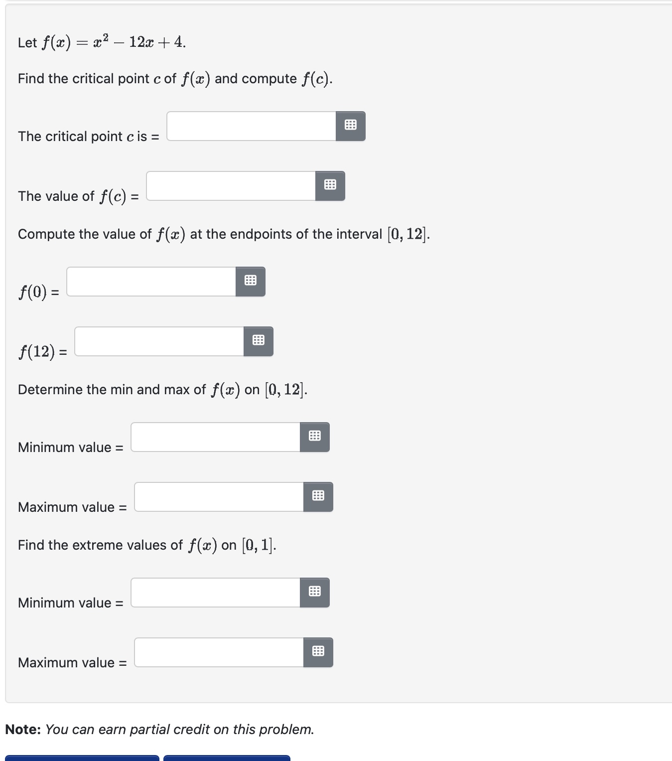 Solved Let f(x)=x2-12x+4Find the critical point c ﻿of f(x) | Chegg.com