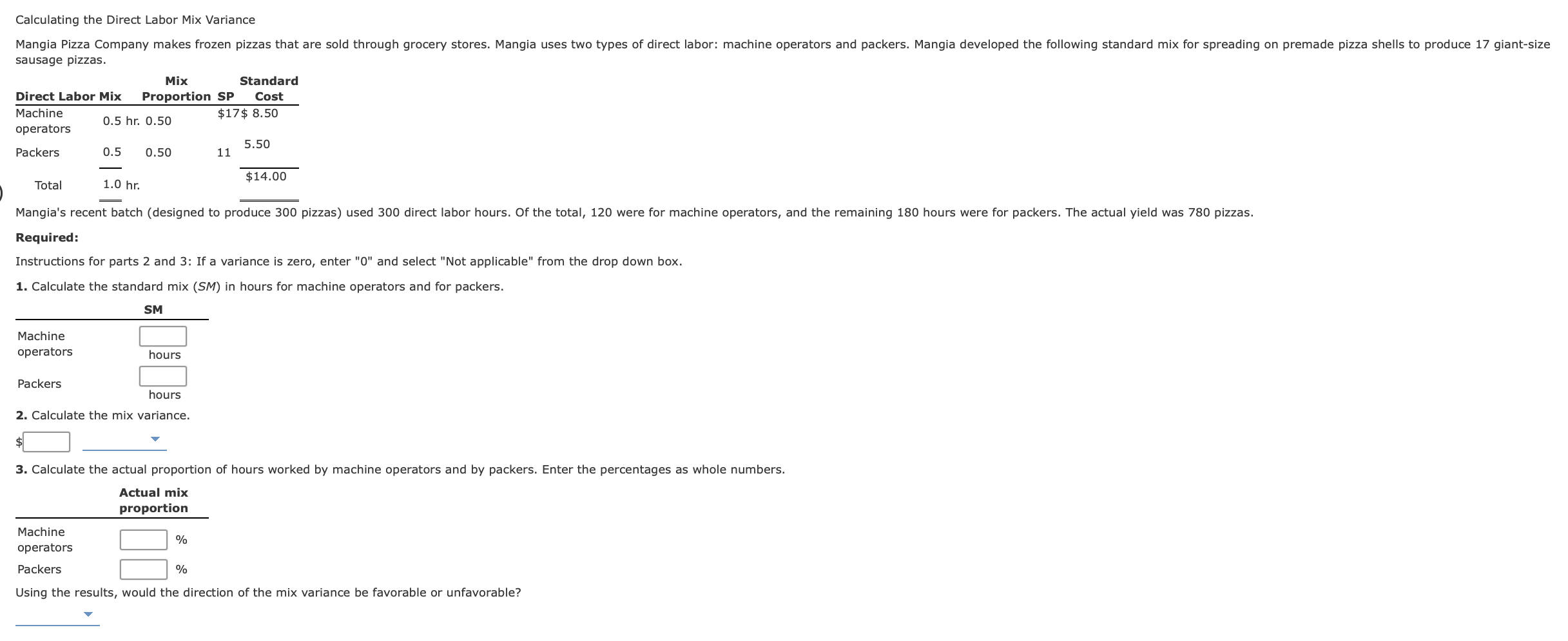 Solved Calculating the Direct Labor Mix Variance Mangia | Chegg.com