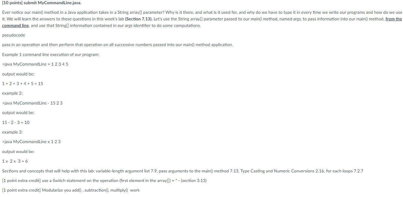 Solved command line, and use that String[] information | Chegg.com