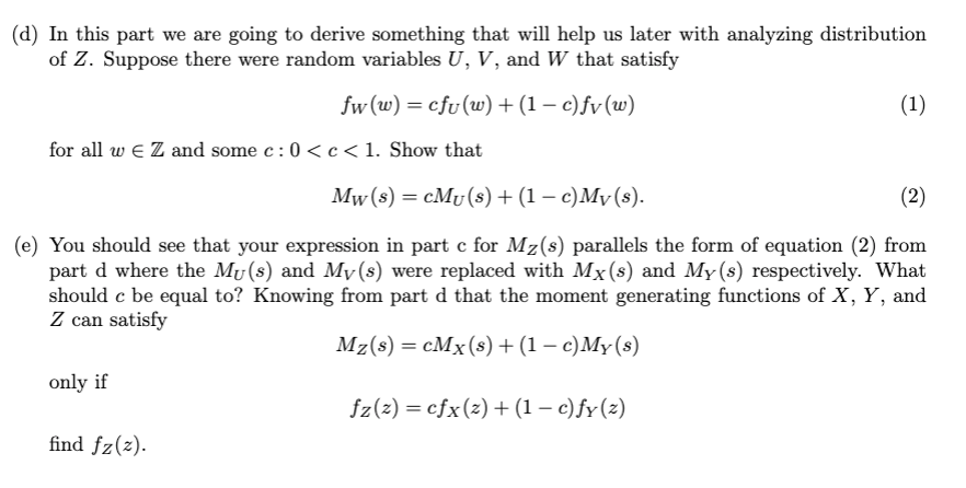 Solved Consider independent random variables X and Y that | Chegg.com