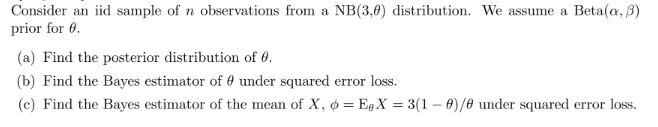 Solved Consider an iid sample of n observations from a NB | Chegg.com