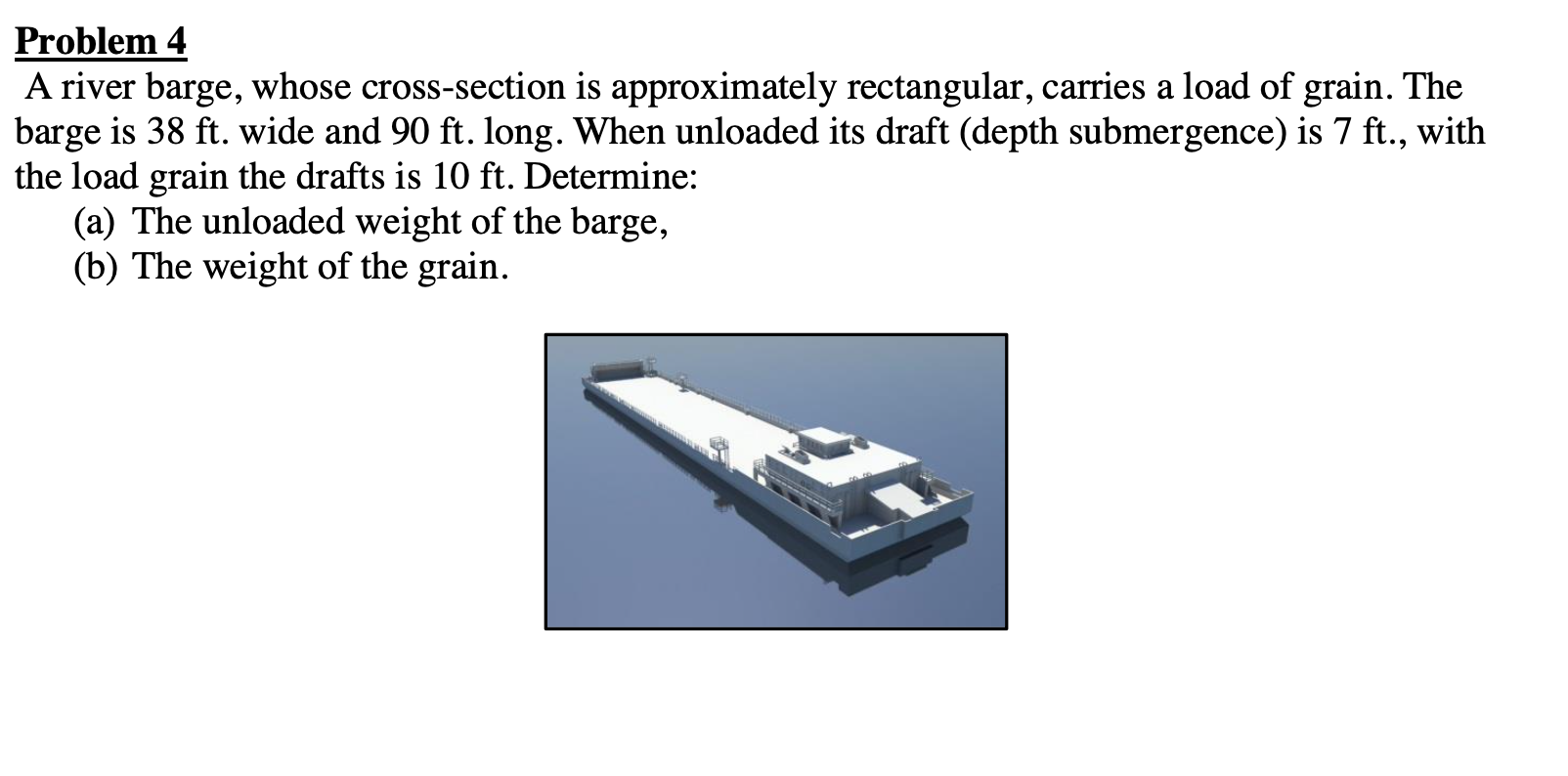 Solved Problem 4 A river barge, whose cross-section is | Chegg.com