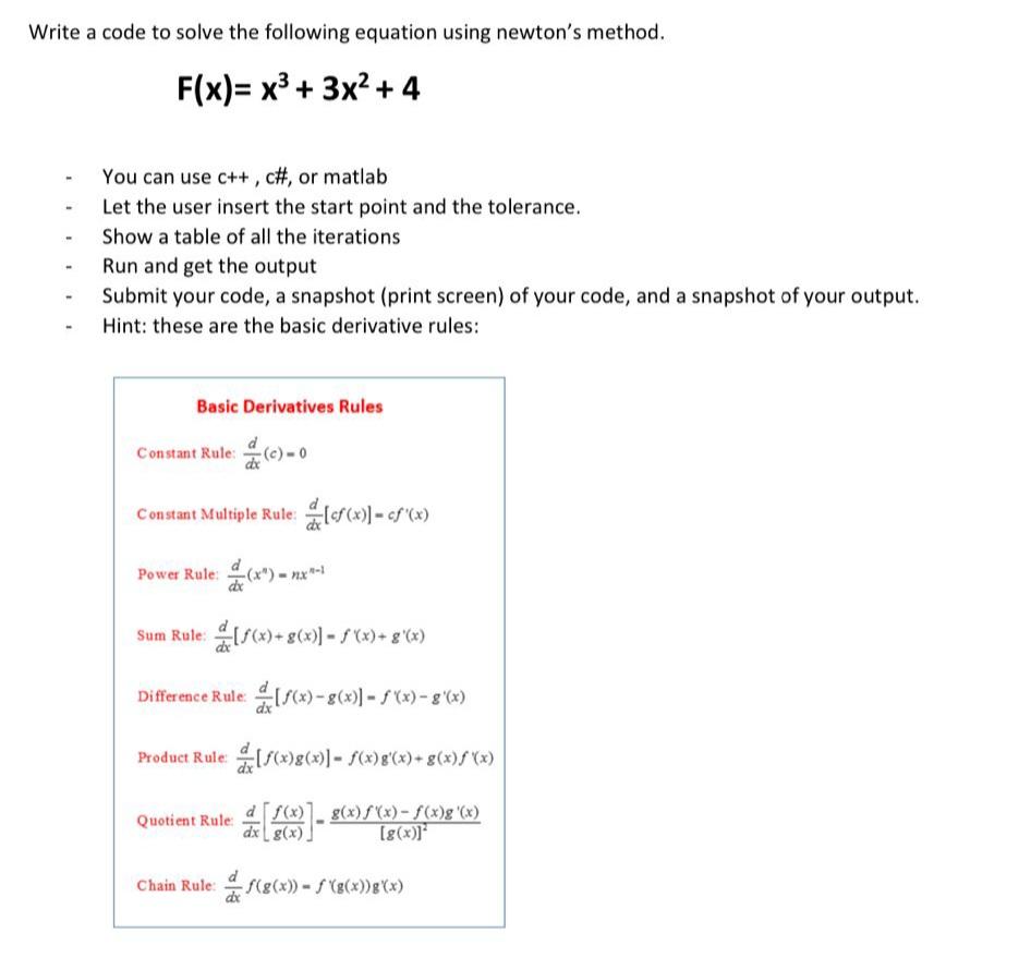 Solved Write a code to solve the following equation using | Chegg.com