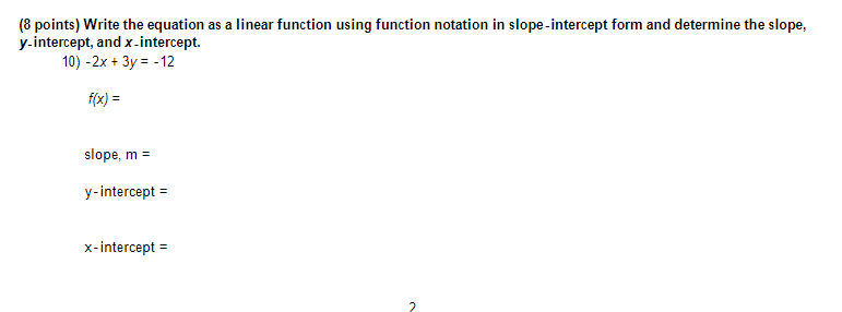Solved (8 points) Write the equation as a linear function | Chegg.com