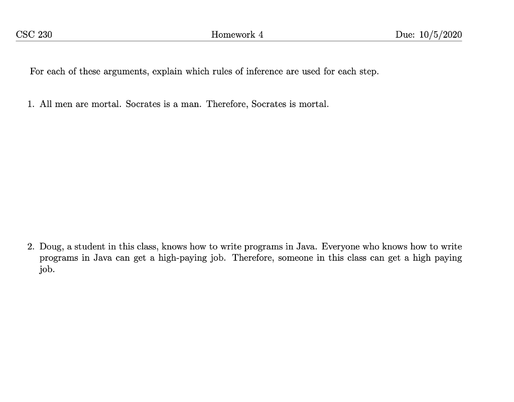 Solved CSC 230 Homework 4 Due: 10/5/2020 For each of these | Chegg.com