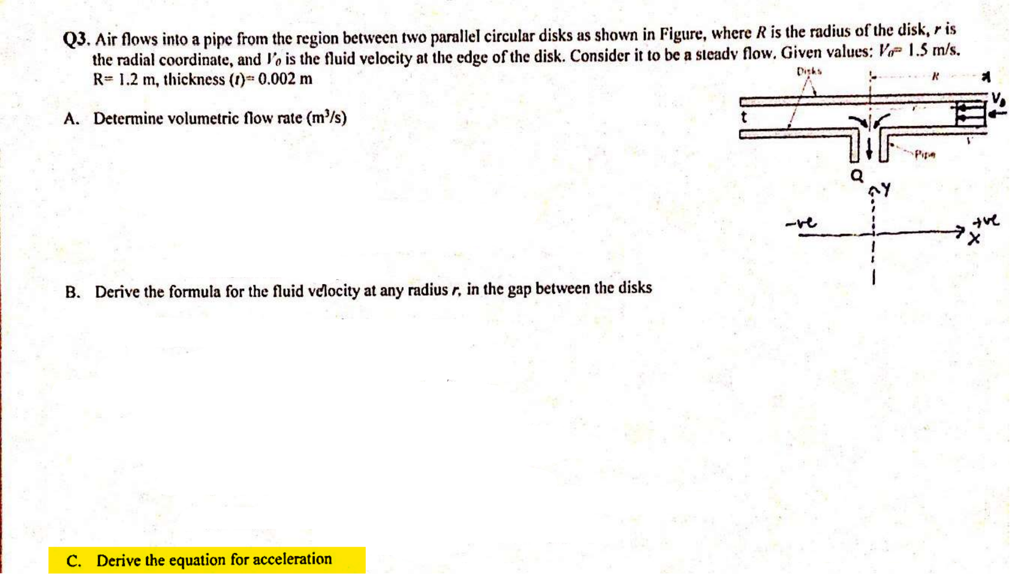 Solved Q3. Air flows into a pipe from the region between two | Chegg.com