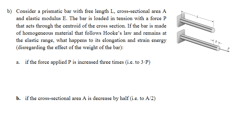 Solved b) Consider a prismatic bar with free length L, | Chegg.com