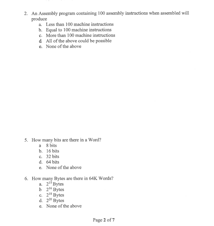 Solved 2. An Assembly program containing 100 assembly | Chegg.com