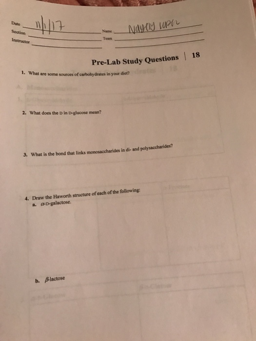 Solved Section Team Pre-Lab Study Questions | 18 1. What are | Chegg.com
