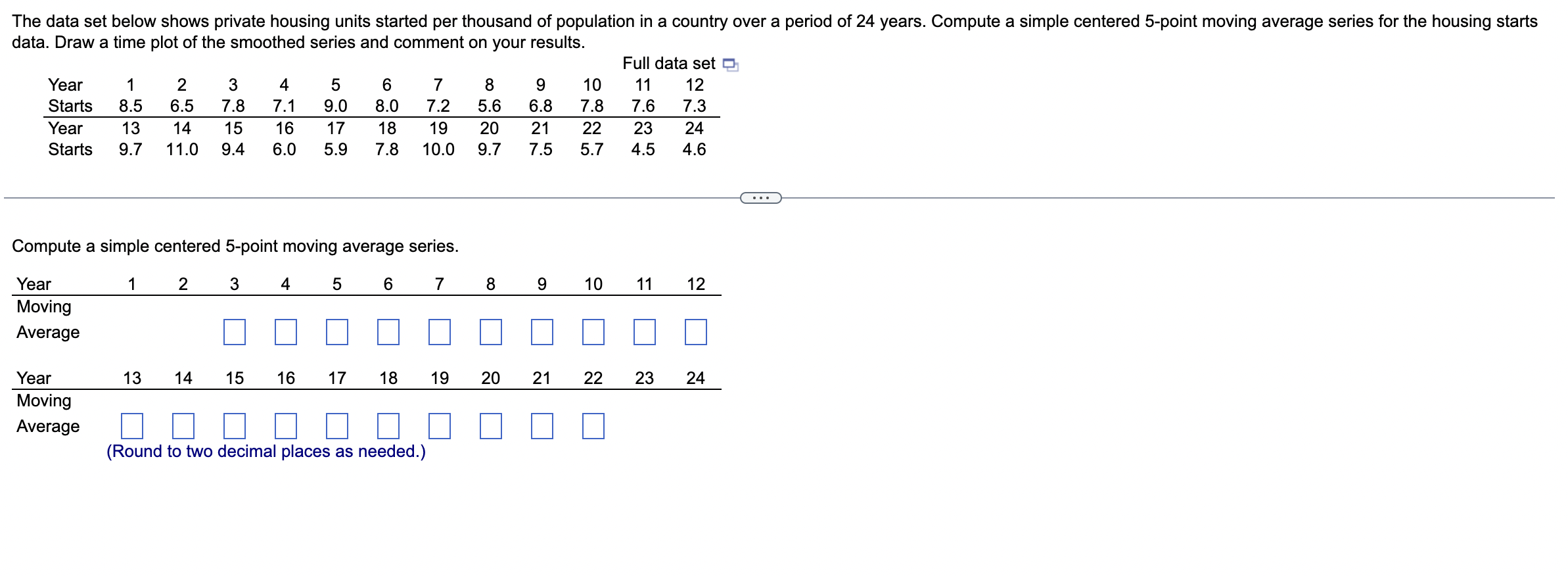 Solved Compute A Simple Centered 5 Point Moving Average