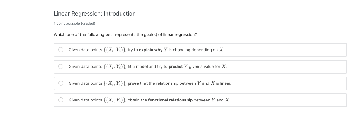 Solved Linear Regression: Introduction 1 point possible | Chegg.com