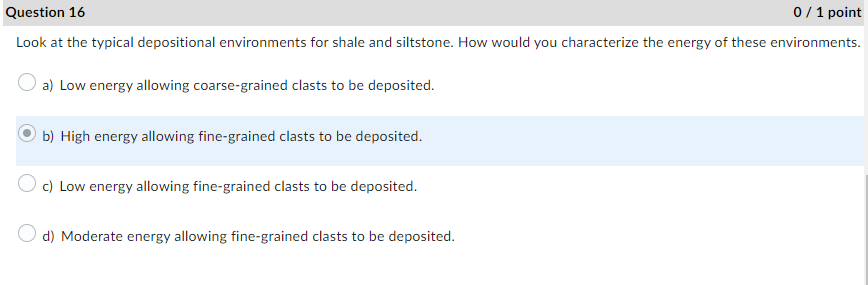 Solved Match each depositional environment with where it | Chegg.com