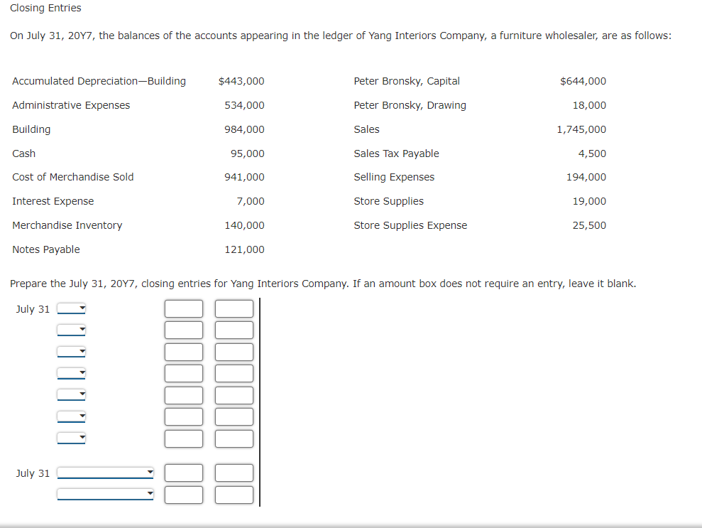 Solved Closing Entries On July 31, 2017, the balances of the | Chegg.com