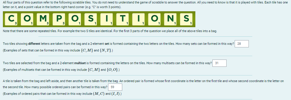 letter on it, and a point value in the bottom right | Chegg.com