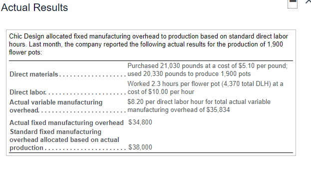 Solved 1 Standard Price and Volume 10 pounds per pot at a | Chegg.com
