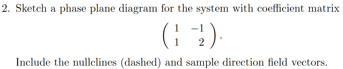 Solved 2. Sketch a phase plane diagram for the system with | Chegg.com