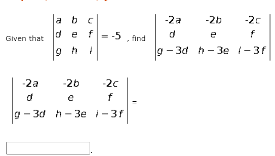 Solved -26 la b c de f -2a d -20 f -5 Given that , find e gh | Chegg.com