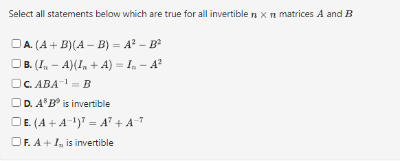 Solved Select all statements below which are true for all | Chegg.com