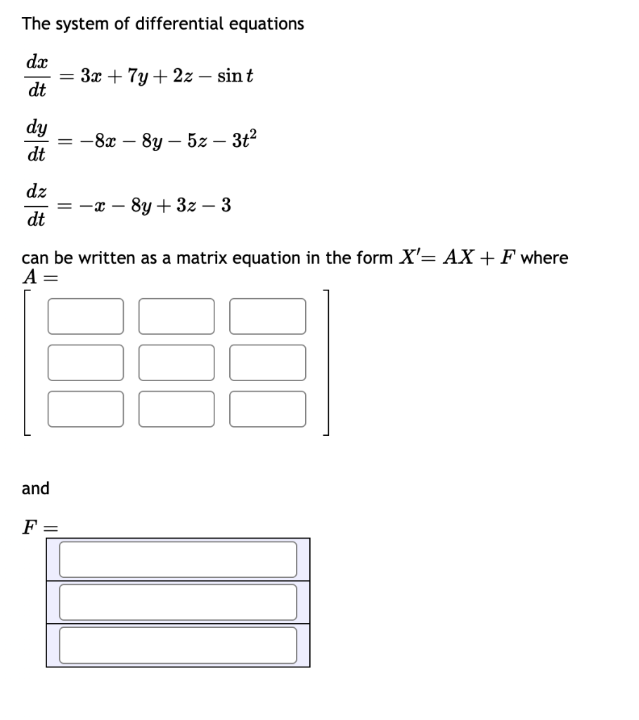 Solved The system of differential equations | Chegg.com