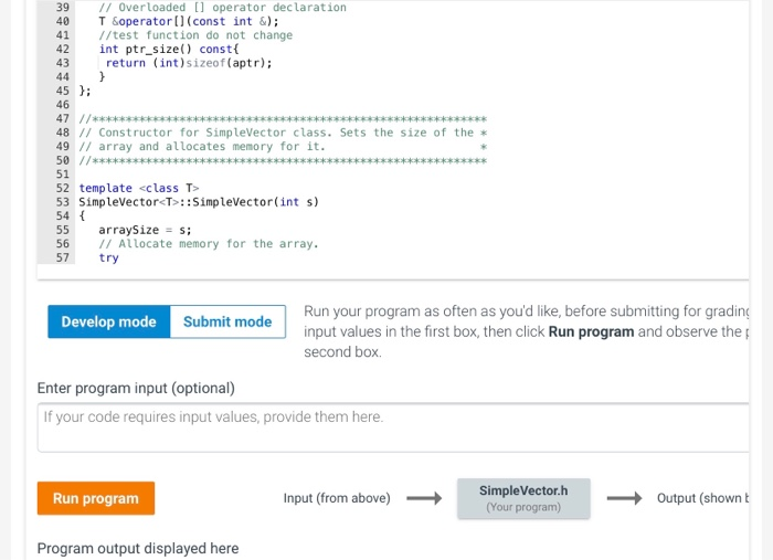Solved Current file: SimpleVector.h 1 //Simple vector class | Chegg.com