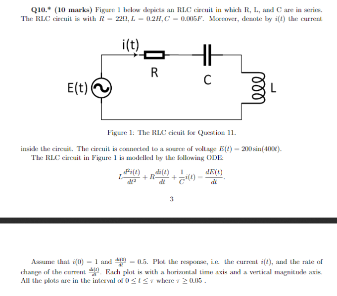 Solved Q10 10 Marks Figure 1 Below Depicts An Rlc