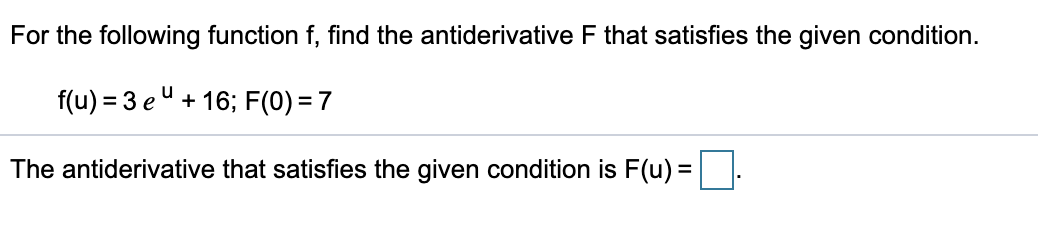 Solved For The Following Function F Find The Antiderivative
