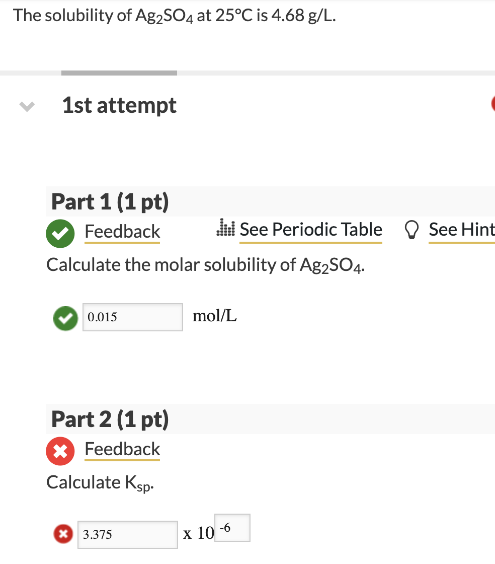 Solved The solubility of Ag2SO4 at 25°C is 4.68 g/L. 1st | Chegg.com