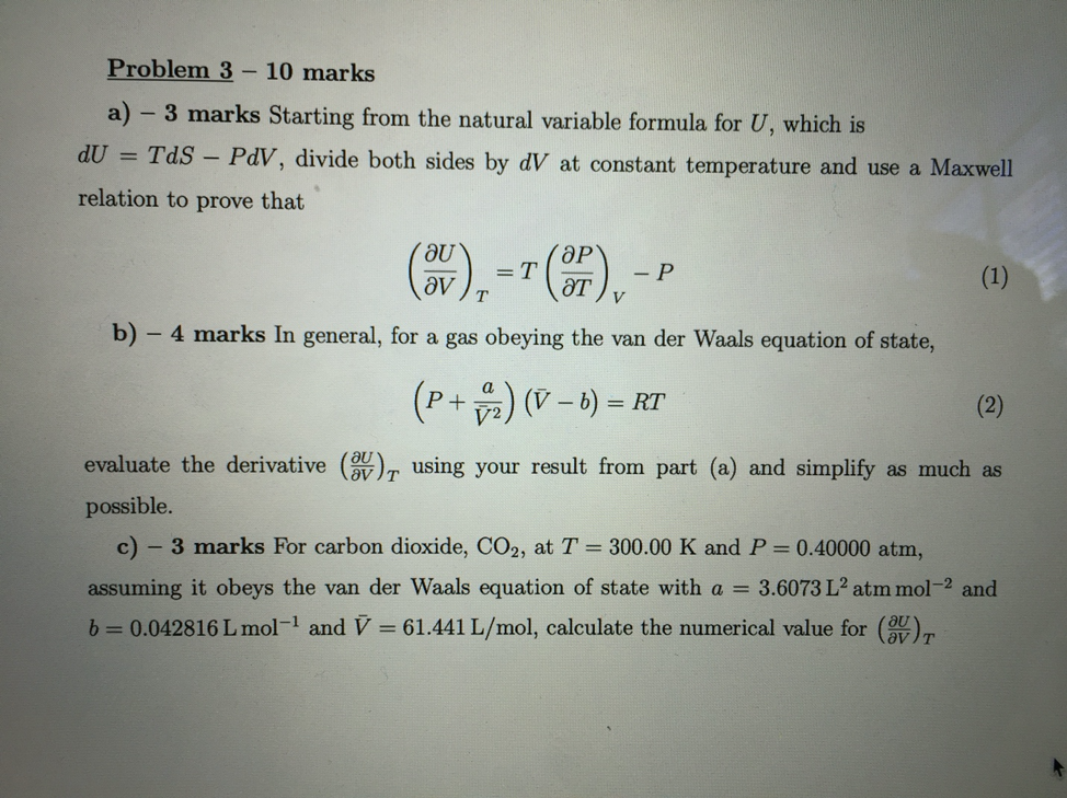 Solved Problem 3 - 10 marks a) - 3 marks Starting from the | Chegg.com