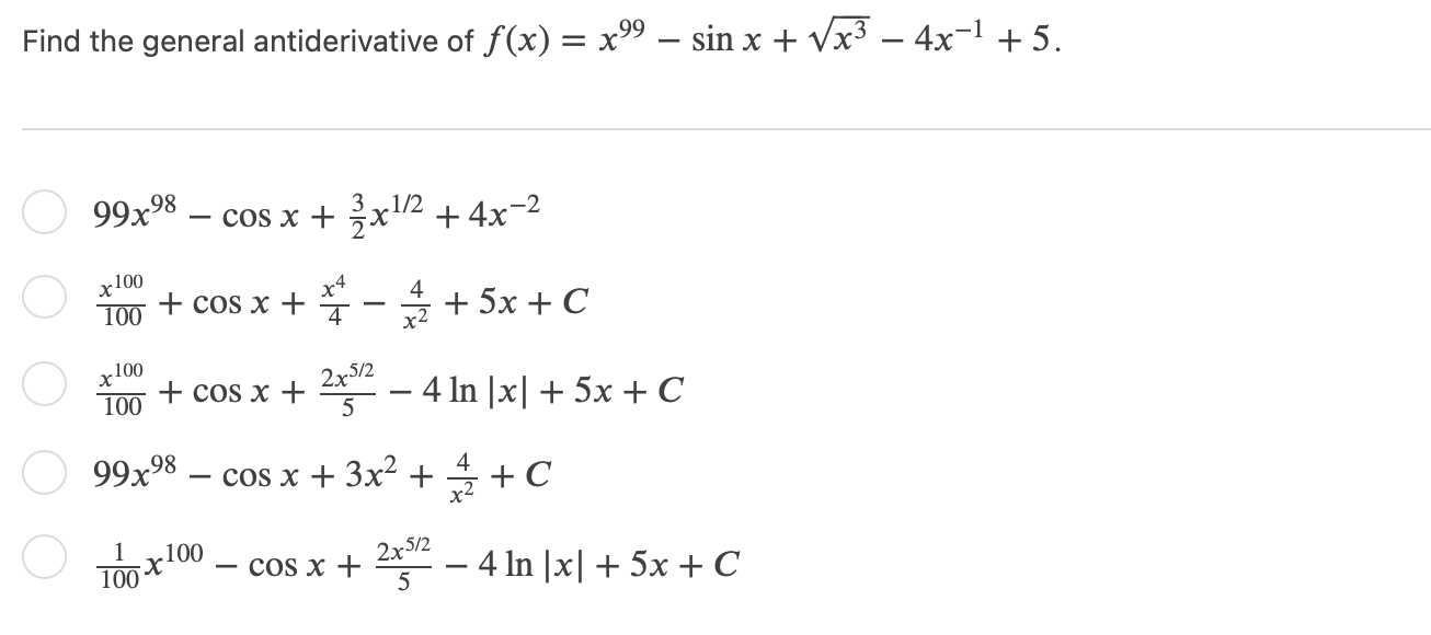 Solved the general antiderivative of | Chegg.com