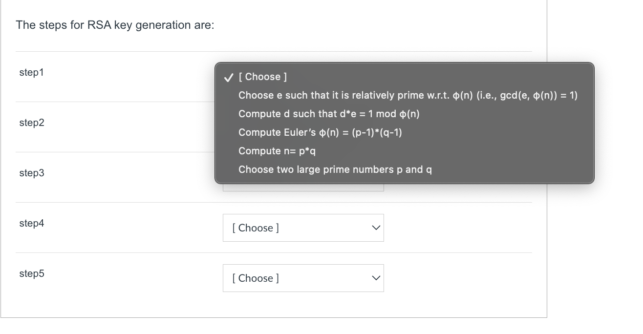 Solved The Steps For Rsa Key Generation Are Step 1 Step2