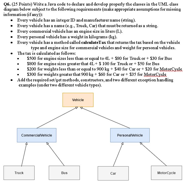 Solved Q6. (25 Points) Write a Java code to declare and | Chegg.com