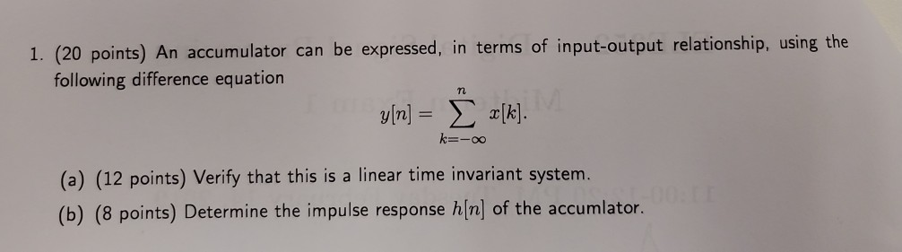 Solved 1. (20 points) An accumulator can be expressed, in | Chegg.com