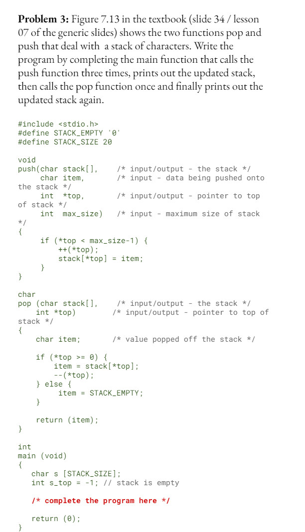 Solved Problem 3: Figure 7.13 in the textbook (slide 34/ | Chegg.com