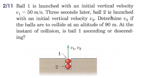 Solved 2/11 Ball 1 is launched with an initial vertical | Chegg.com