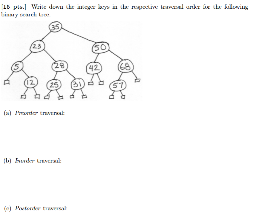 Solved [15 Pts ] Write Down The Integer Keys In The