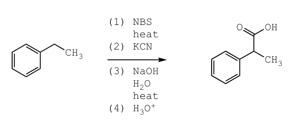 Solved но 1) KCN/HCN он 2) NaOH, H2O (heat) (1) NBS (2) | Chegg.com