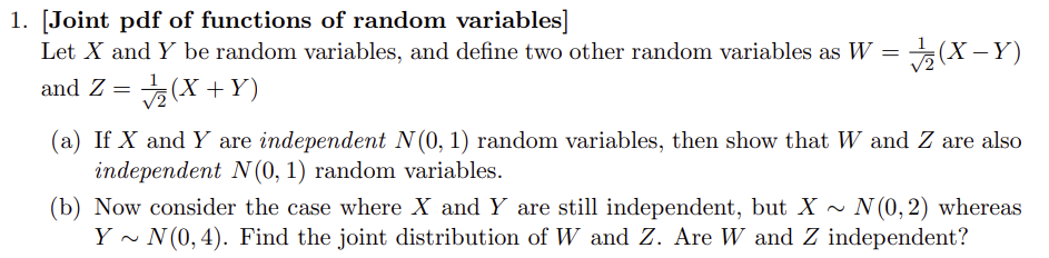 Solved Let X and Y be random variables, and define two other | Chegg.com