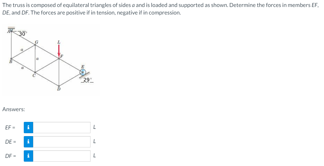 Solved The truss is composed of equilateral triangles of | Chegg.com