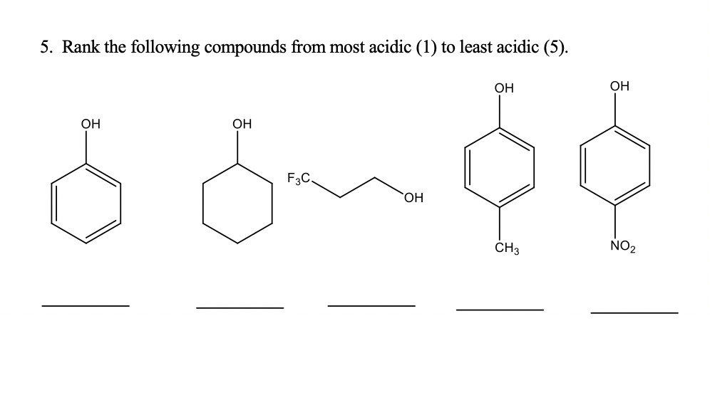 Solved 5. Rank the following compounds from most acidic (1) | Chegg.com