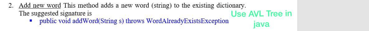 Solved 2. Add new word This method adds a new word (string) | Chegg.com