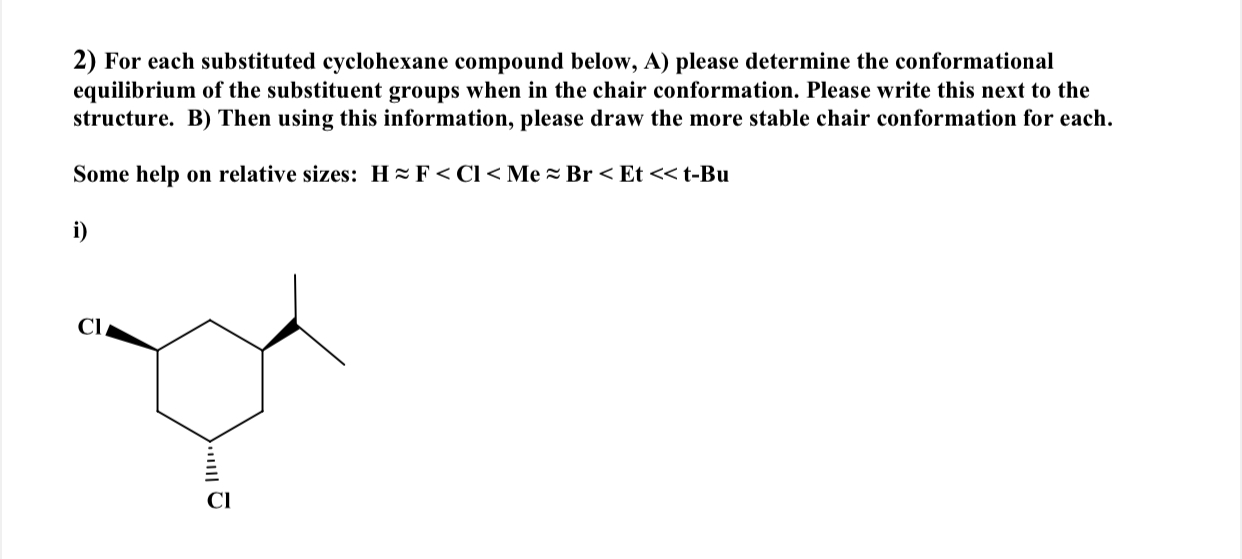 Solved 2) For each substituted cyclohexane compound below, | Chegg.com