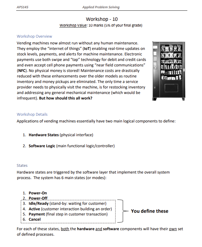Solved APS145 Applied Problem Solving Workshop - 10 Workshop | Chegg.com