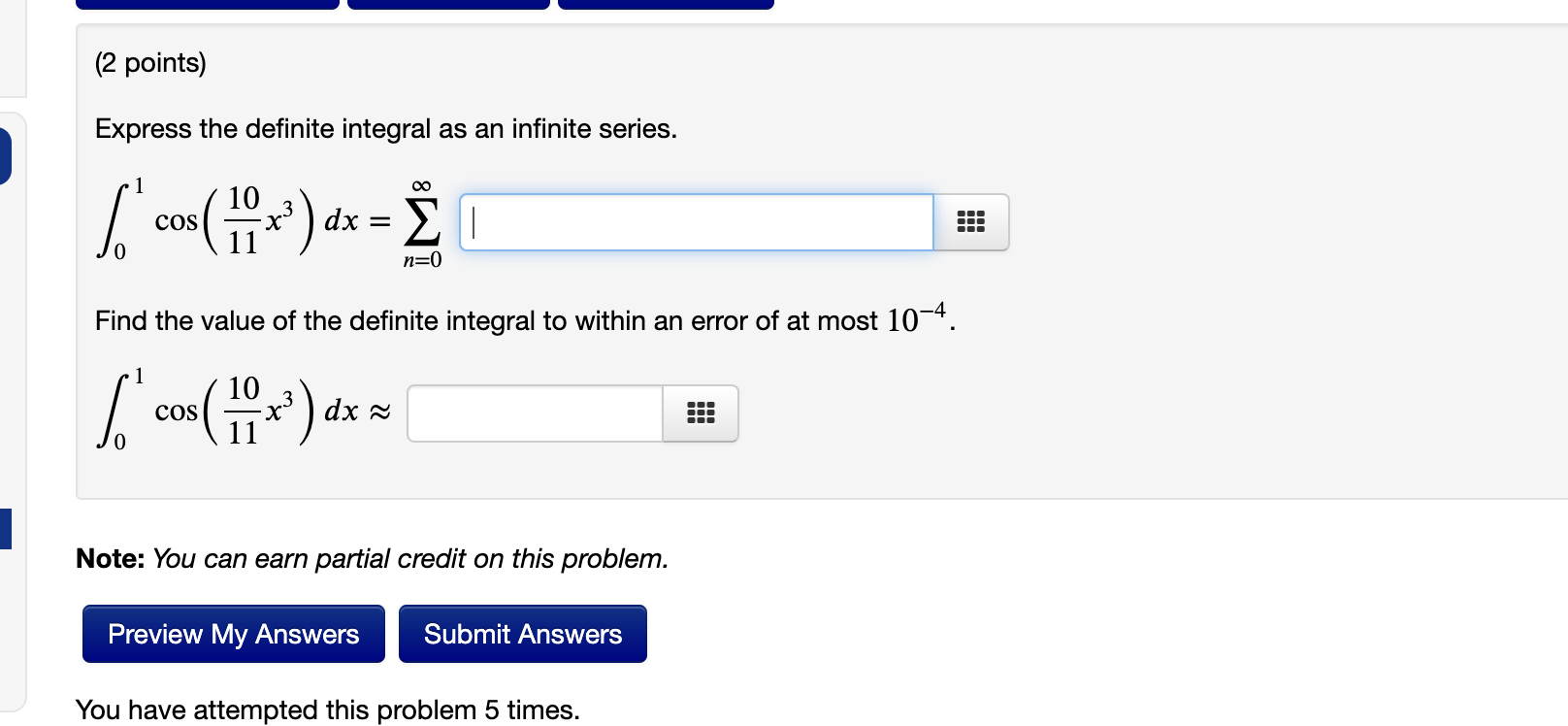 Solved Express the definite integral as an infinite series. | Chegg.com