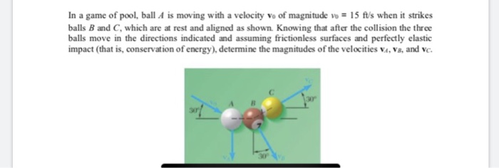 Solved In a game of pool, ball A is moving with a velocity | Chegg.com